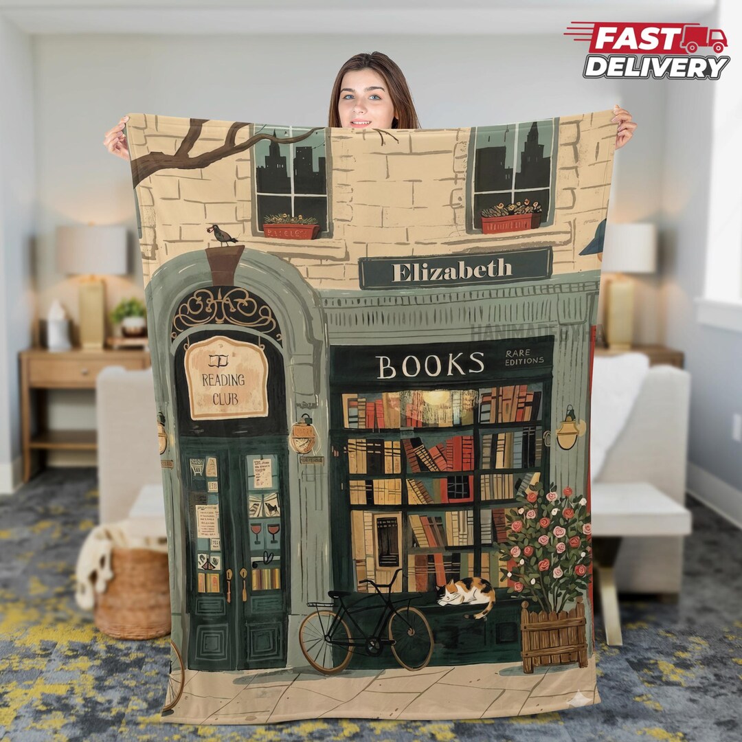 Personalized Bookstore Throw Blanket, Cozy Book Lover Gift - Etsy