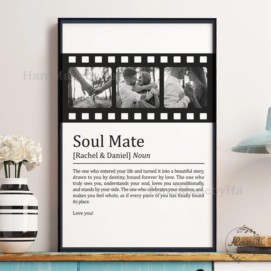 Personalised Soul Mate Definition Photo Poster - Unique Couples Gift ...