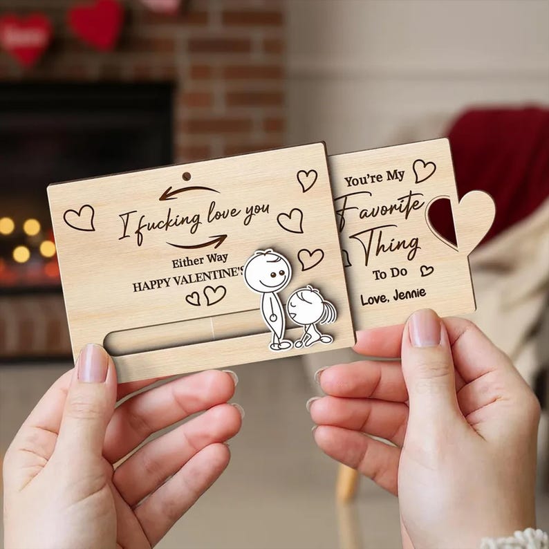 Funny Inappropriate Couple I Fcking Love You - Personalized Wooden ...