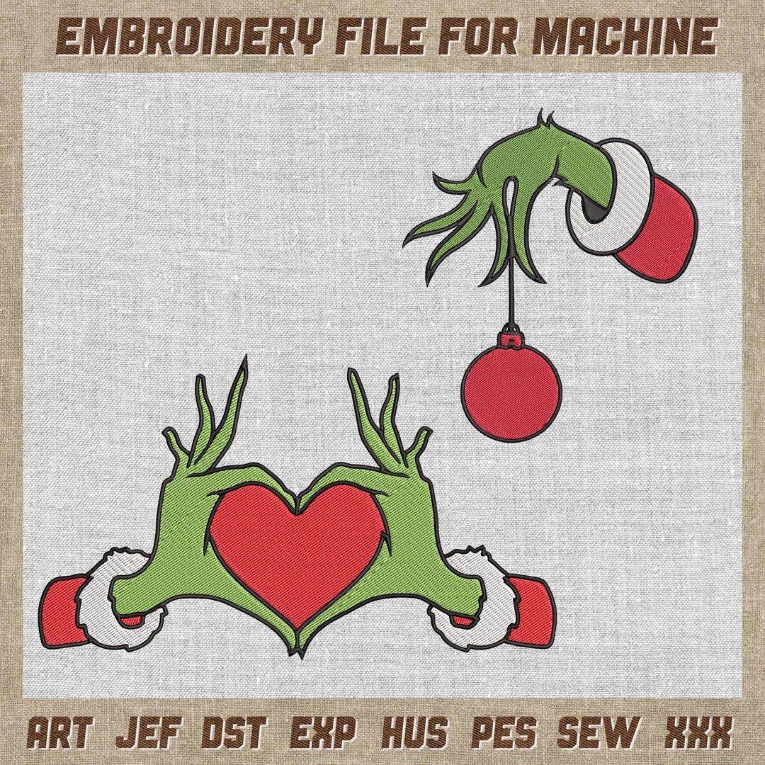 Grinch Embroidery Design, Merry Christmas Machine Embroidery Design ...