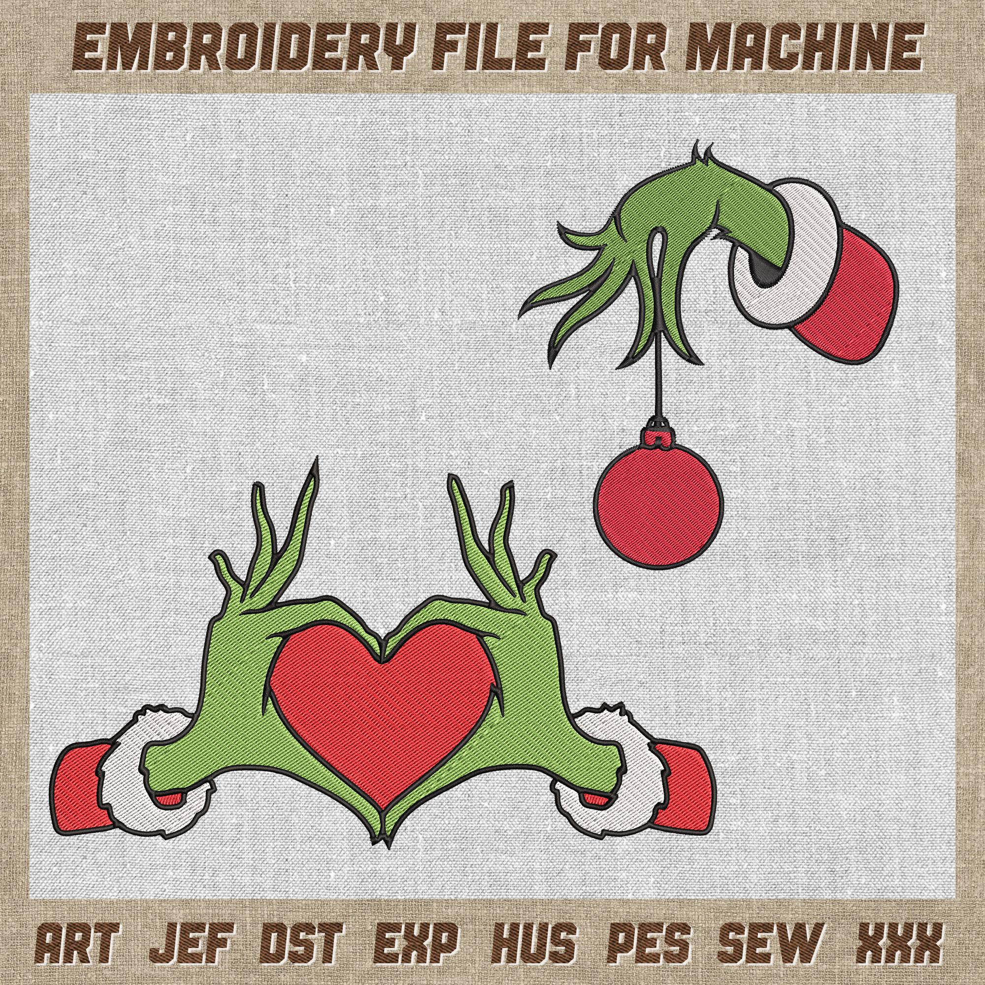 Grinch Embroidery Design, Merry Christmas Machine Embroidery Design ...