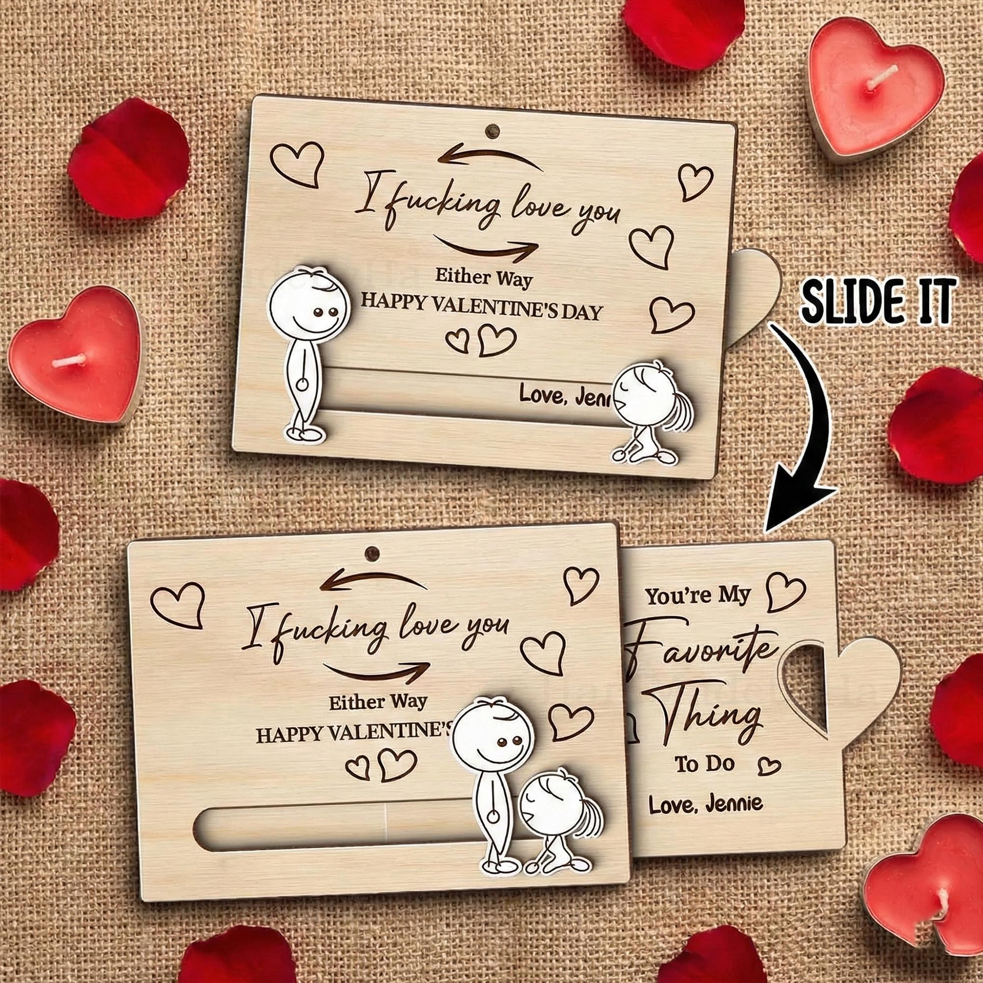 Funny Inappropriate Couple I Fcking Love You - Personalized Wooden ...