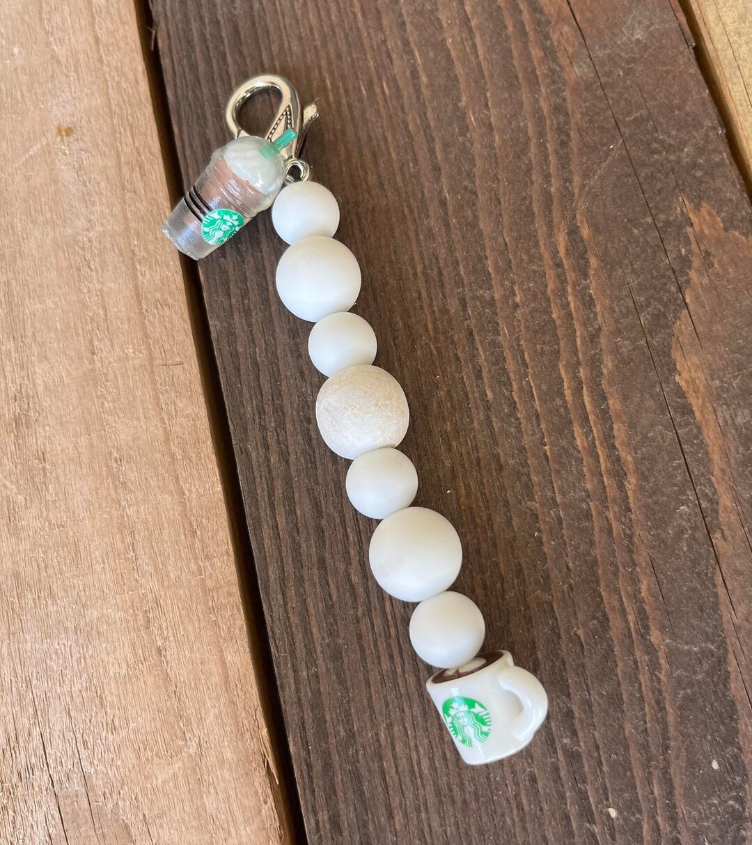 Starbucks White Bubble Gum Bead Stretchy Key Charm - Etsy
