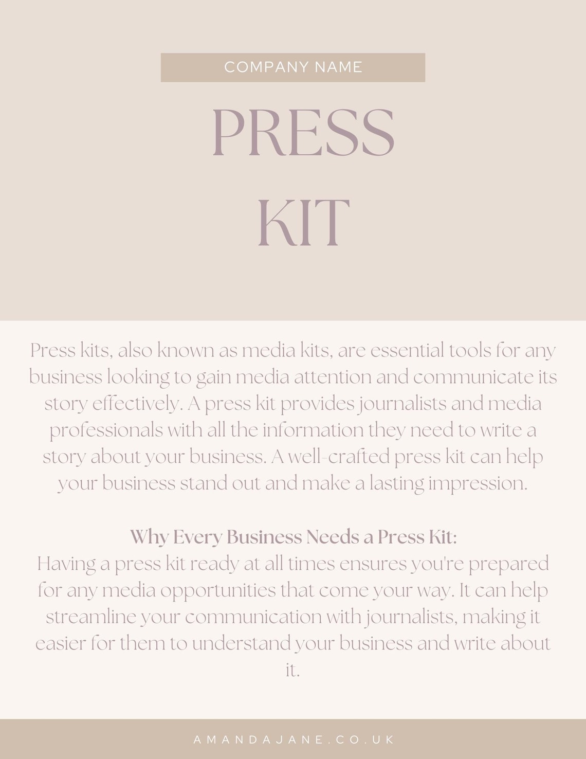 Press Kit Template - Etsy