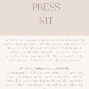 Press Kit Template - Etsy