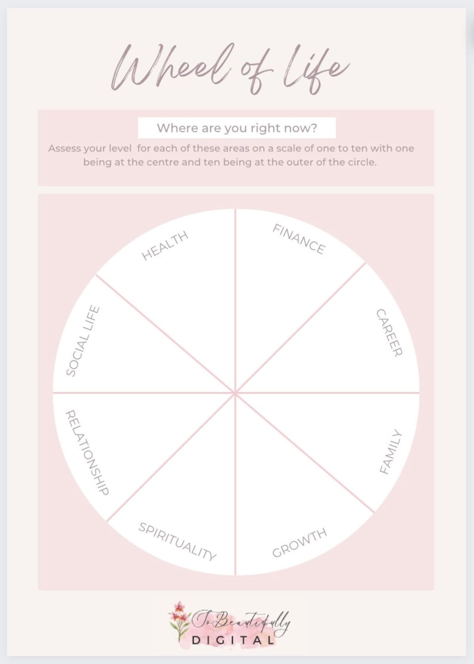 Wheel of Life Worksheet Template, Wheel of Life Printable Planner ...