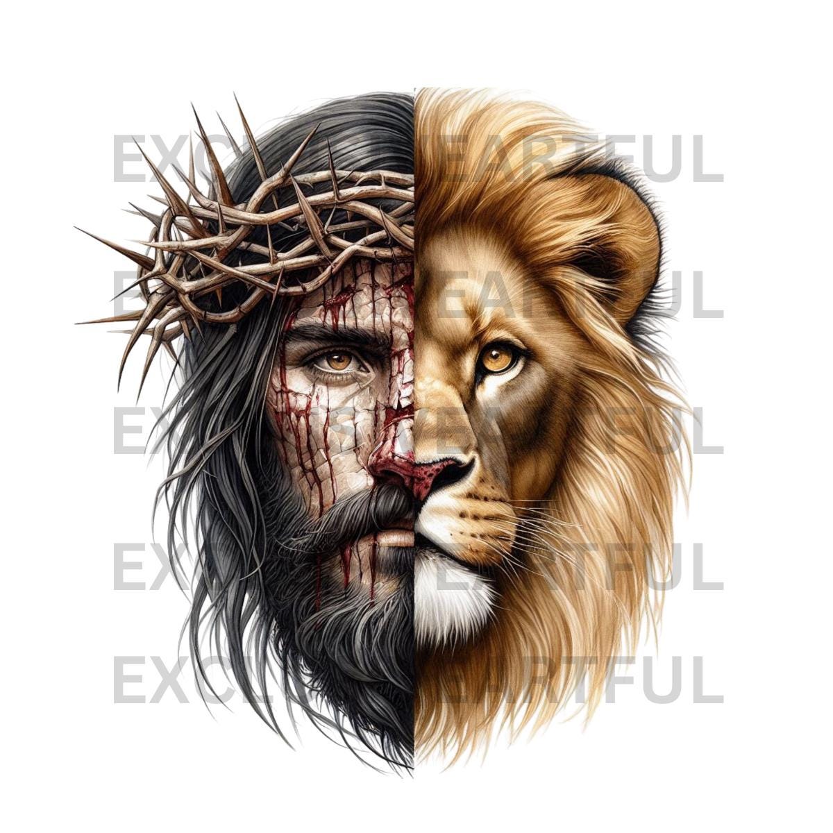 Jesus and Lion Png,the Lion of Judah,sublimation Png,christian Design ...