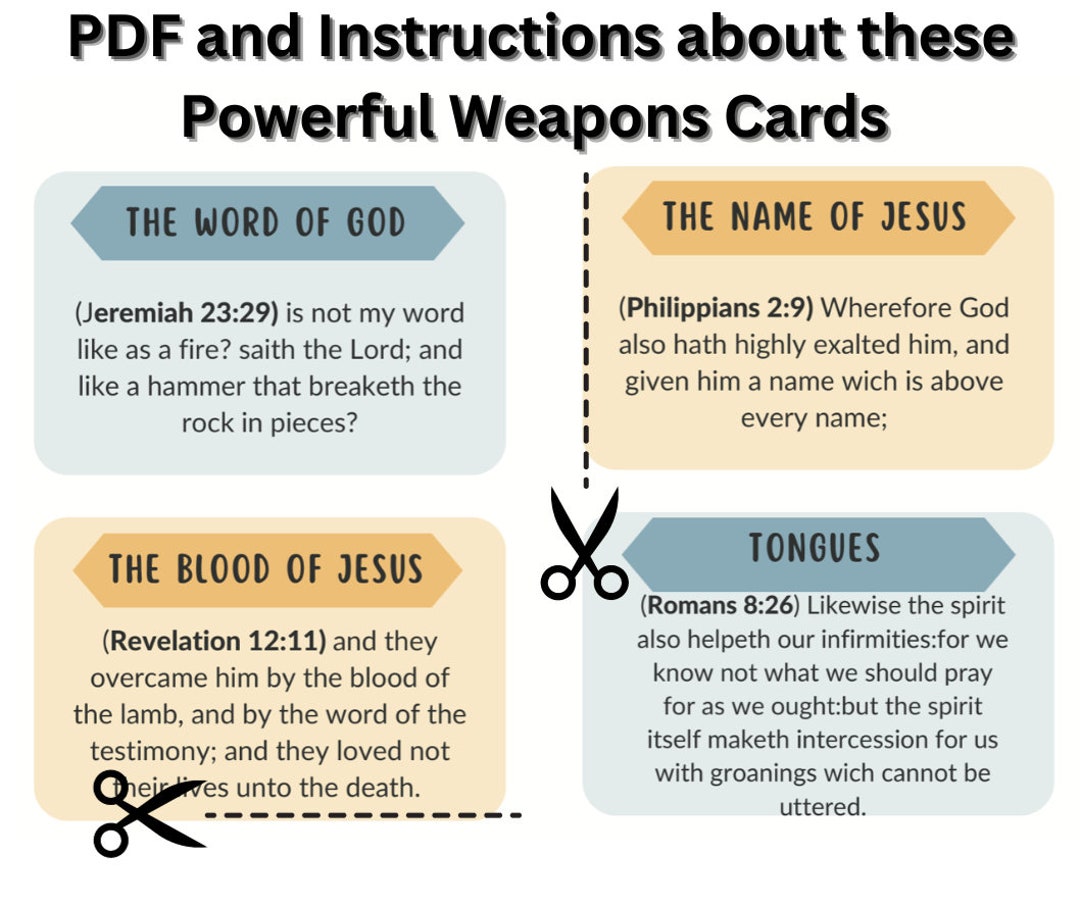 20 Biblical Weapons Cards | Powerful Weapons to Use in Your Prayers ...