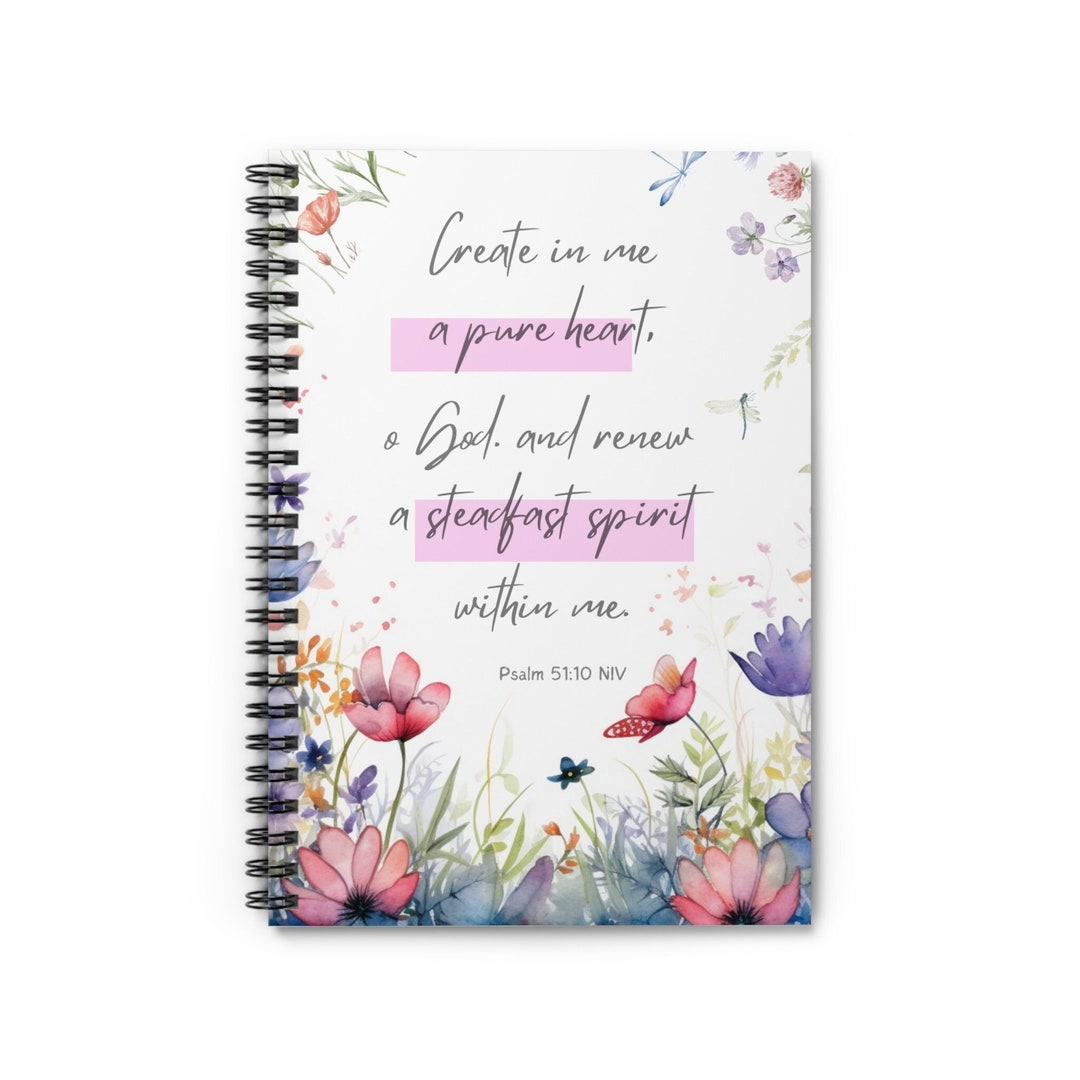 Bible Verse Spiral Notebook,psalms 51,christian Verses,verse of Faith ...