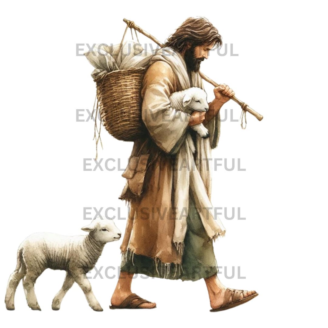 Shepherd Carrying a Lamb Png,humble Shepherd Png,sublimation Png ...