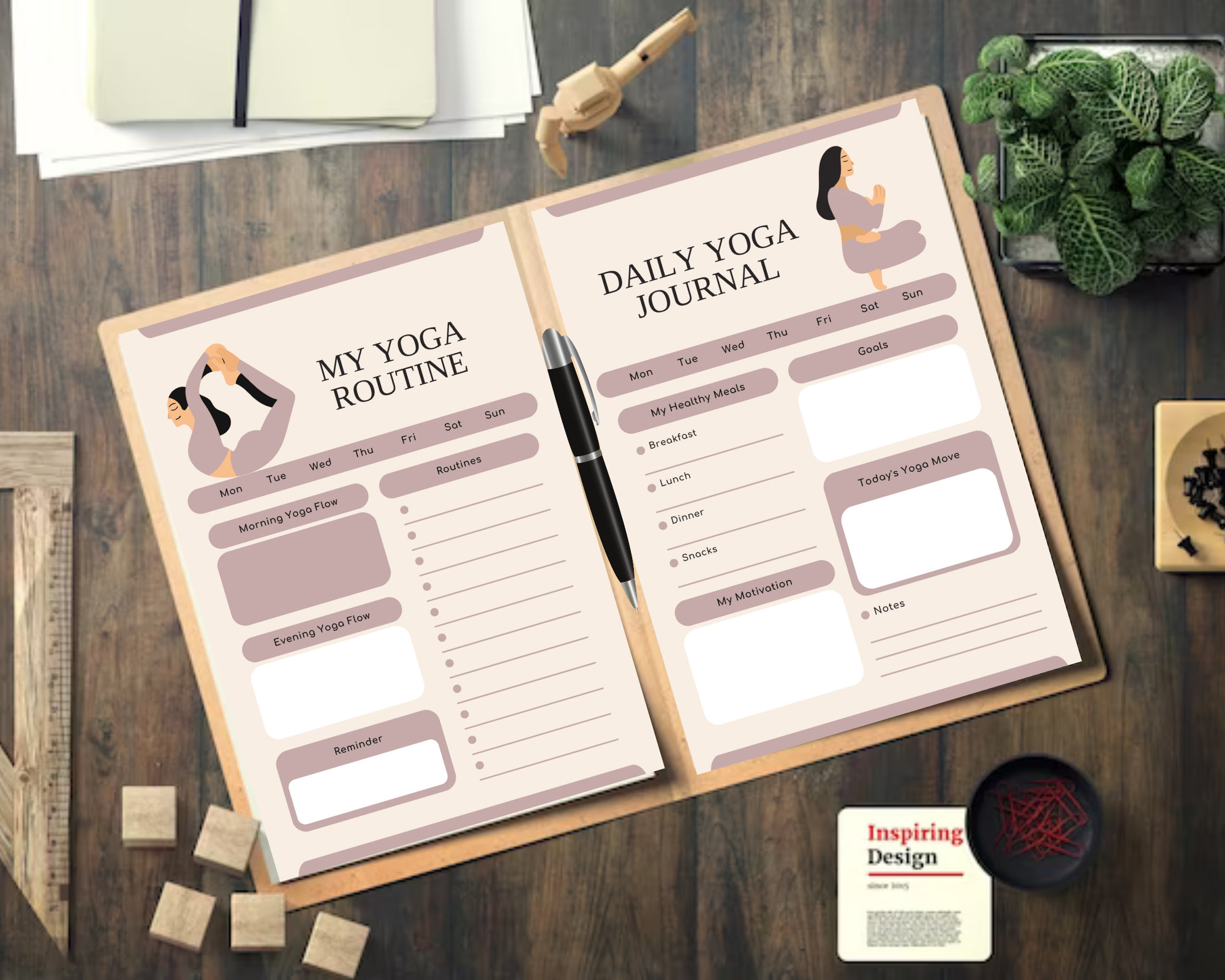 Printable Yoga Journal and Planner, Meditation Journal, Yoga Routine Planner, Monthly Planner ...