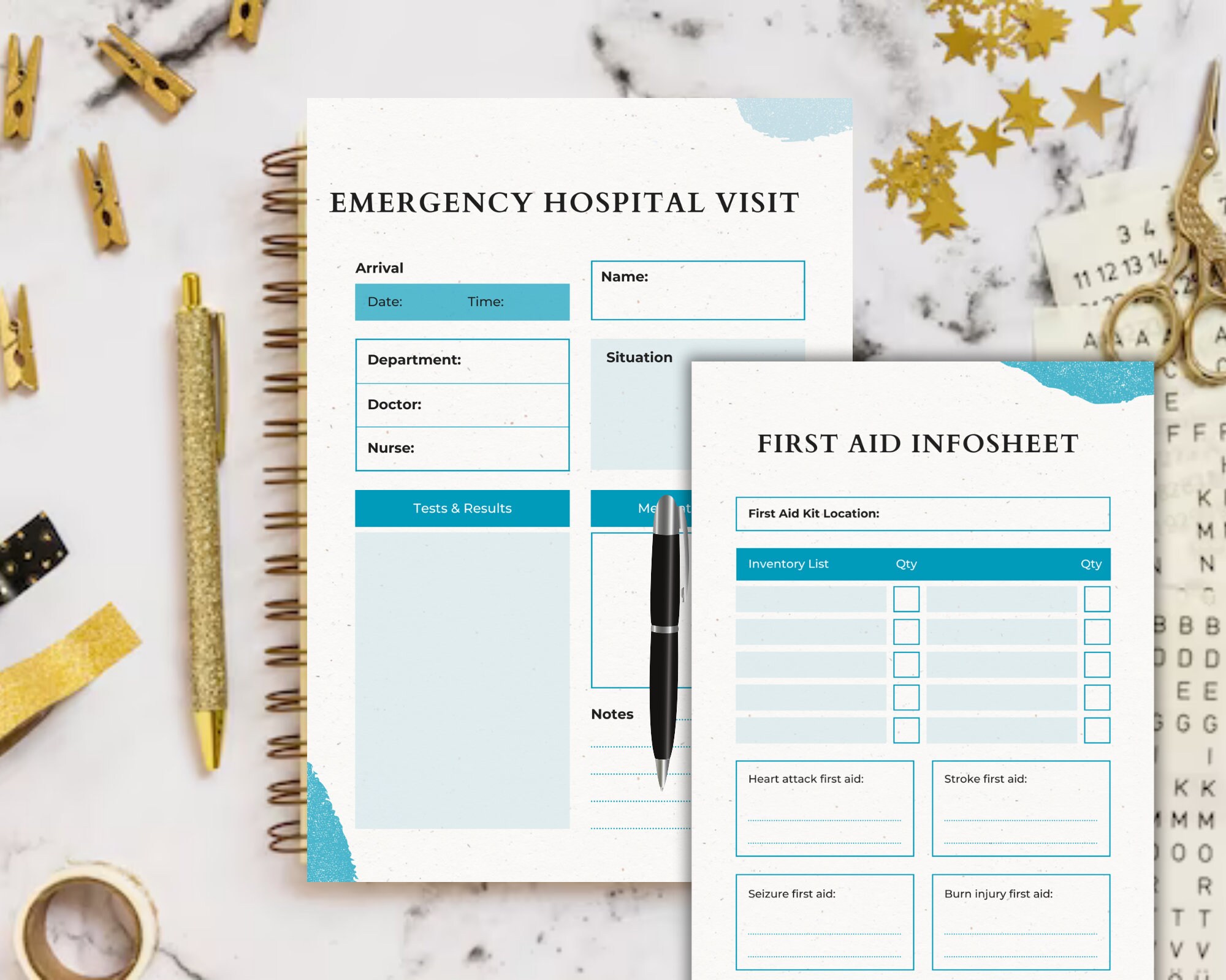 Emergency Hospital Visit Form, Medical Info Sheet, First Aid ...
