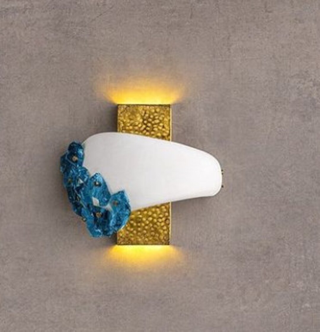 Galazio Wall Applique - Ceramic and Blue Stone - Etsy