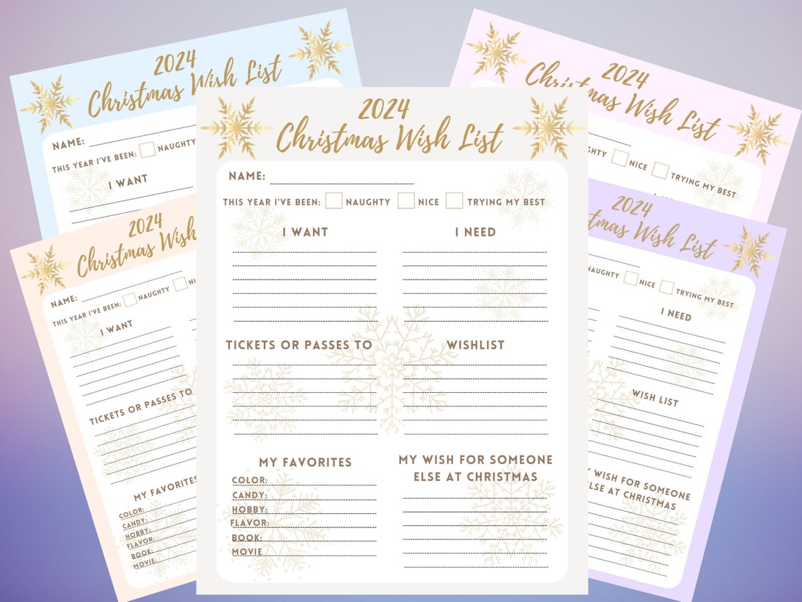 Christmas Wish List Printable, Christmas Gift List, Favorite List ...