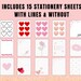 Valentines Printable Stationery Sheets, Valentine's Day Journal Paper ...