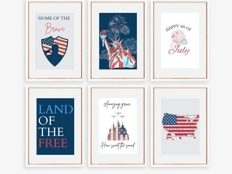 4th of July Printable Wall Art Gallery, American Flag Art Print ...