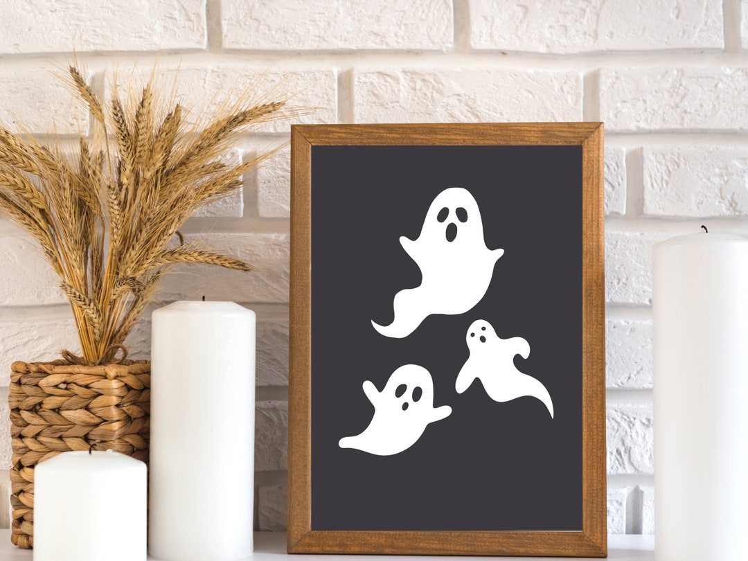 Ghost Poster, Halloween Wall Art, Minimalist Fall Decor, Cute Ghost ...