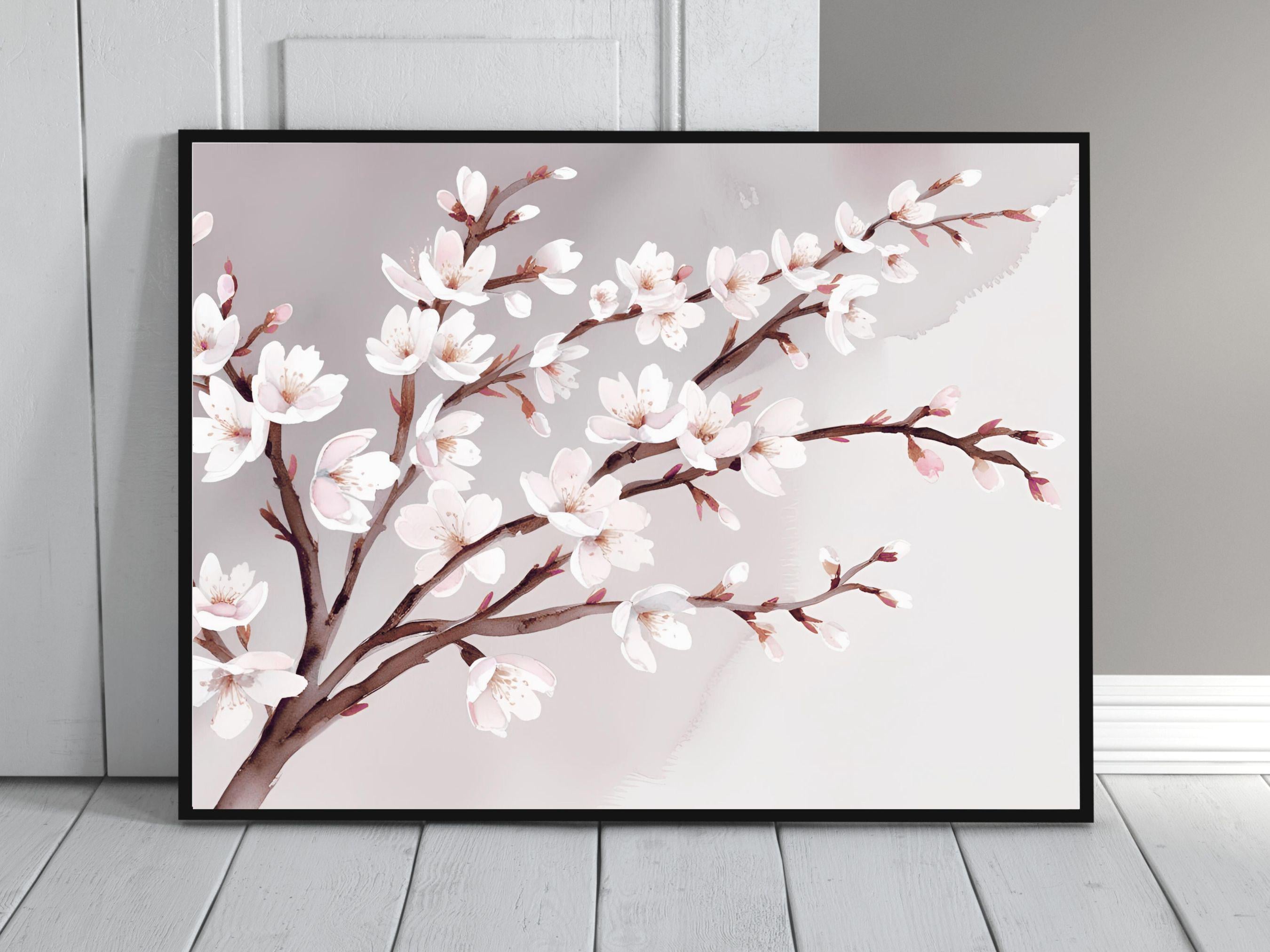 Cherry Blossom Wall Art, Floral Art Print, Spring Printables, Spring ...