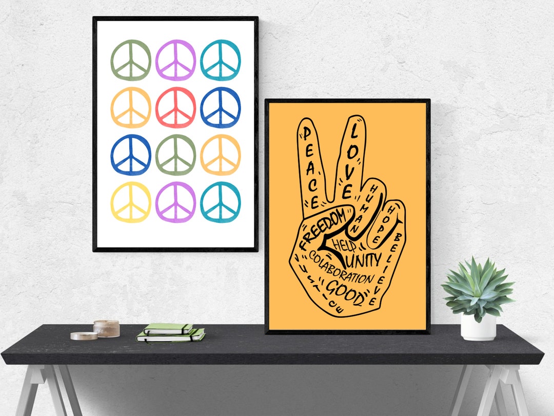 Peace Sign Printable Wall Art Colorful Digital Download - Etsy