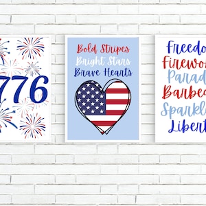 American Flag Printable Art, Memorial Day Art Prints, Fourth of July ...