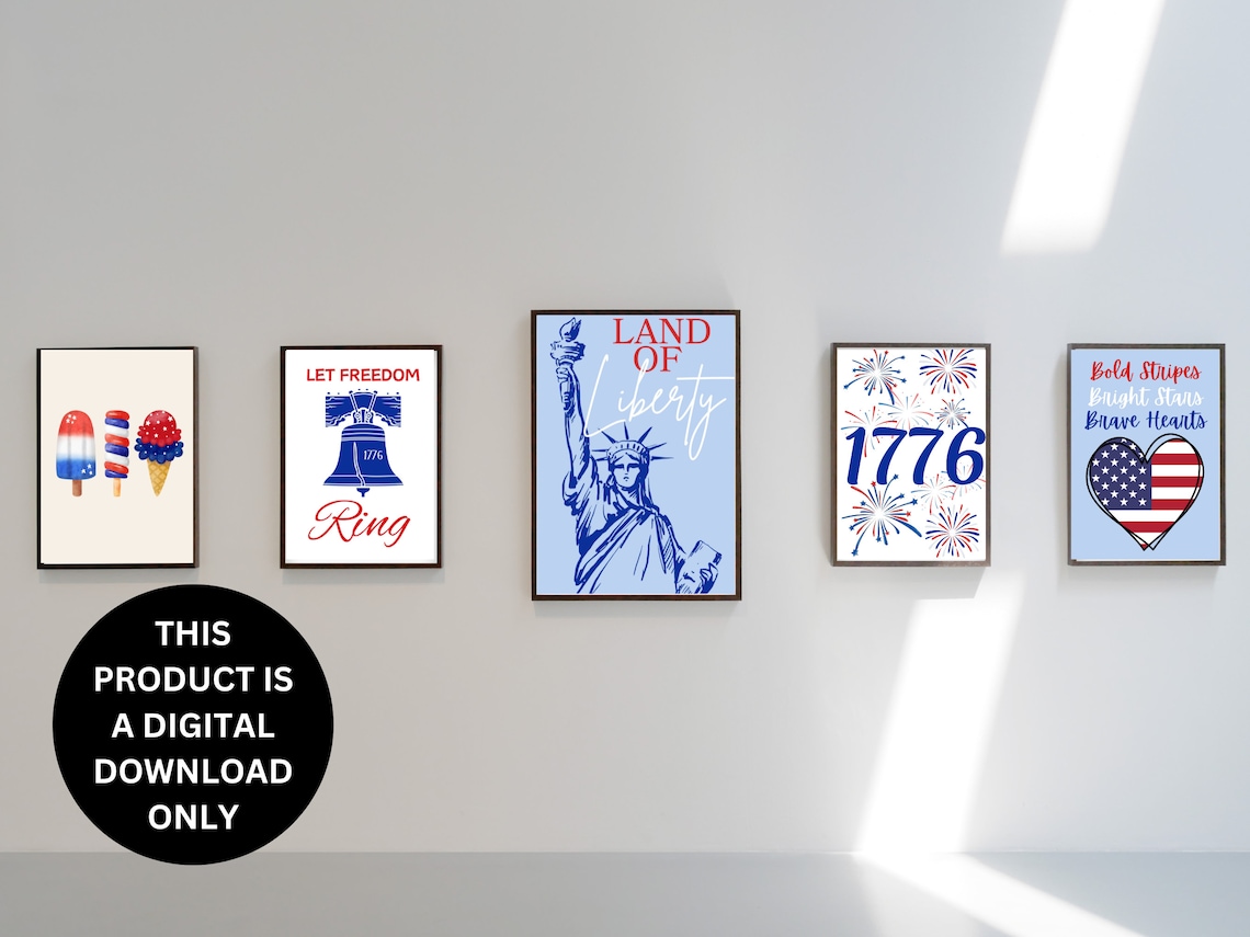 American Flag Printable Art, Memorial Day Art Prints, Fourth of July ...