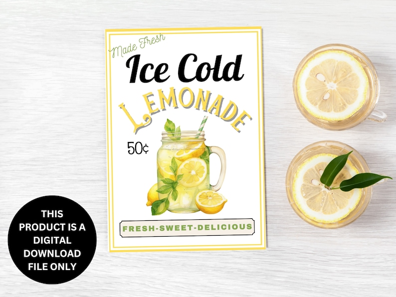 5x7 Summer Printable Lemonade Stand Signs, Summer Wall Art, Digital ...