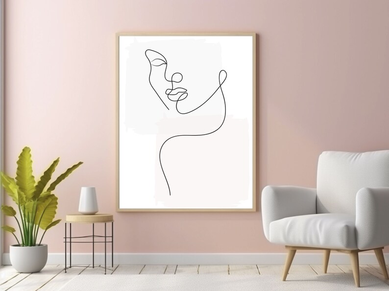 Abstract Woman Face Printable Set of 2, Woman Line Art Print Set ...