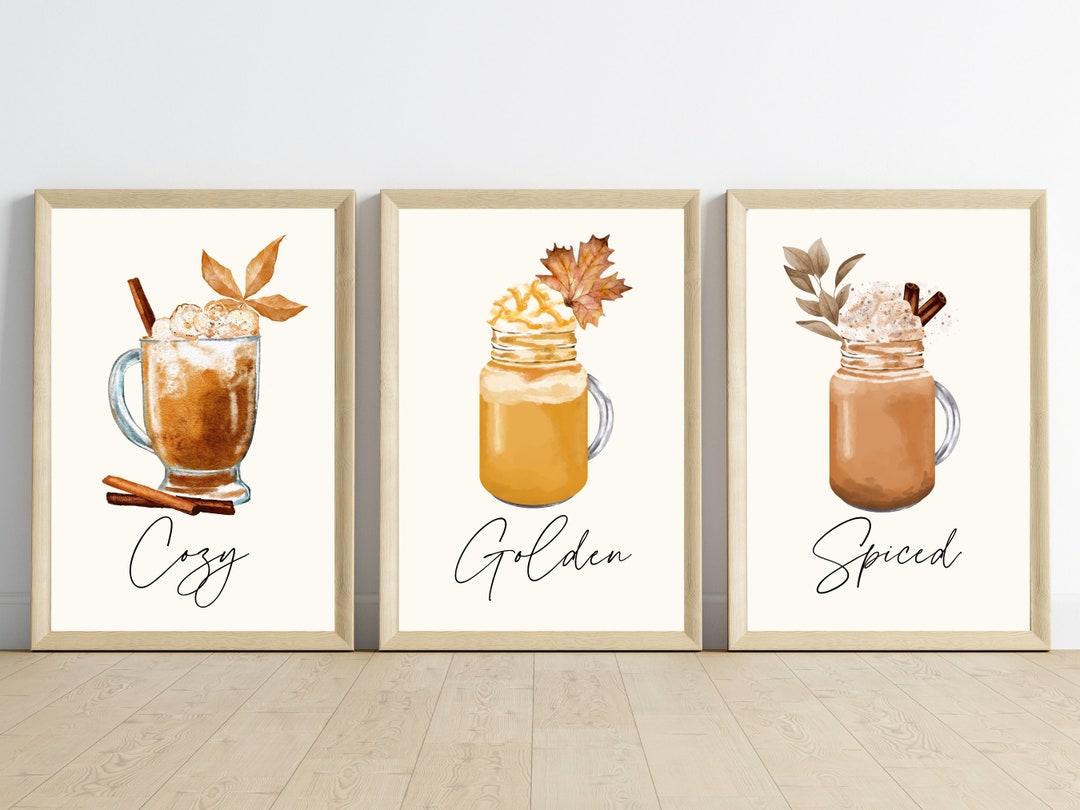 Fall Drinks Wall Art, Fall Printables, Fall Wall Art, Fall Home Decor ...