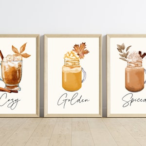 Fall Drinks Wall Art, Fall Printables, Fall Wall Art, Fall Home Decor ...