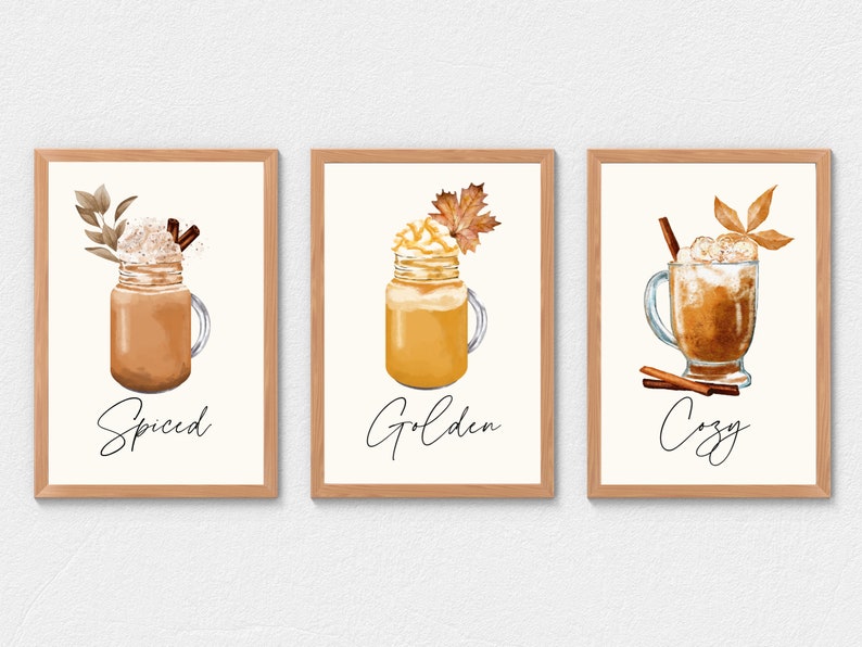 Fall Drinks Wall Art, Fall Printables, Fall Wall Art, Fall Home Decor ...