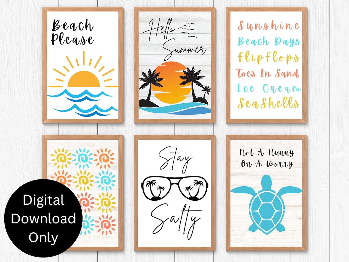 Summer Prints Wall Set | Beach Decor Wall Art | Summer Printable Wall ...