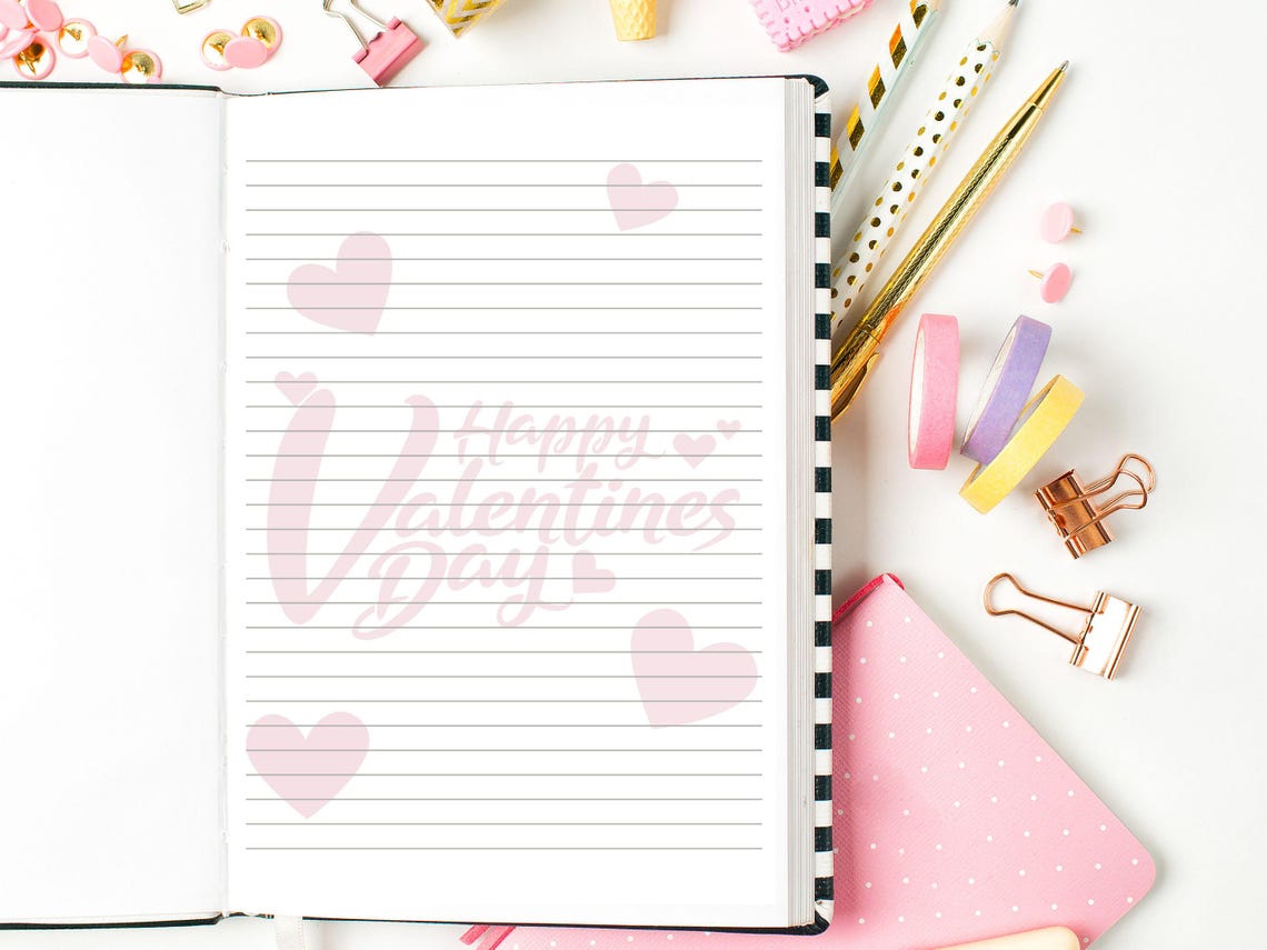Valentines Printable Stationery Sheets, Valentine's Day Journal Paper ...