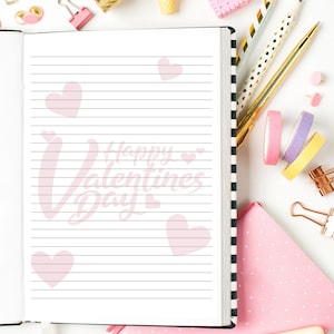 Valentines Printable Stationery Sheets, Valentine's Day Journal Paper ...