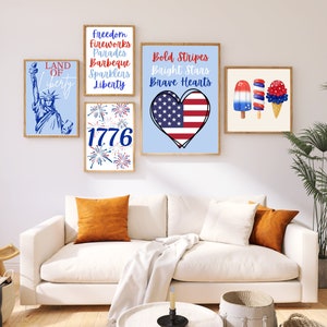 American Flag Printable Art, Memorial Day Art Prints, Fourth of July ...