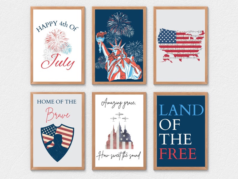 4th of July Printable Wall Art Gallery, American Flag Art Print ...
