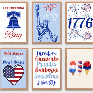 American Flag Printable Art, Memorial Day Art Prints, Fourth of July ...