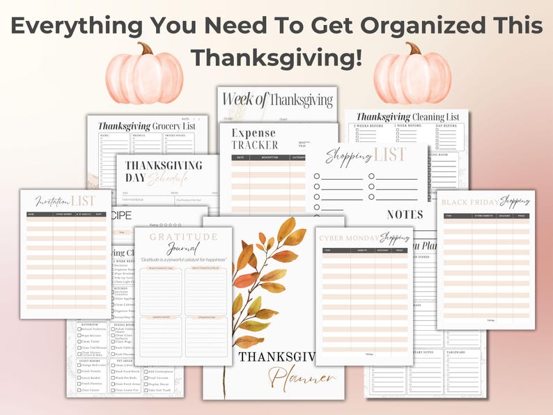Thanksgiving Planner Printable, Grocery Check List, Thanksgiving Bundle ...