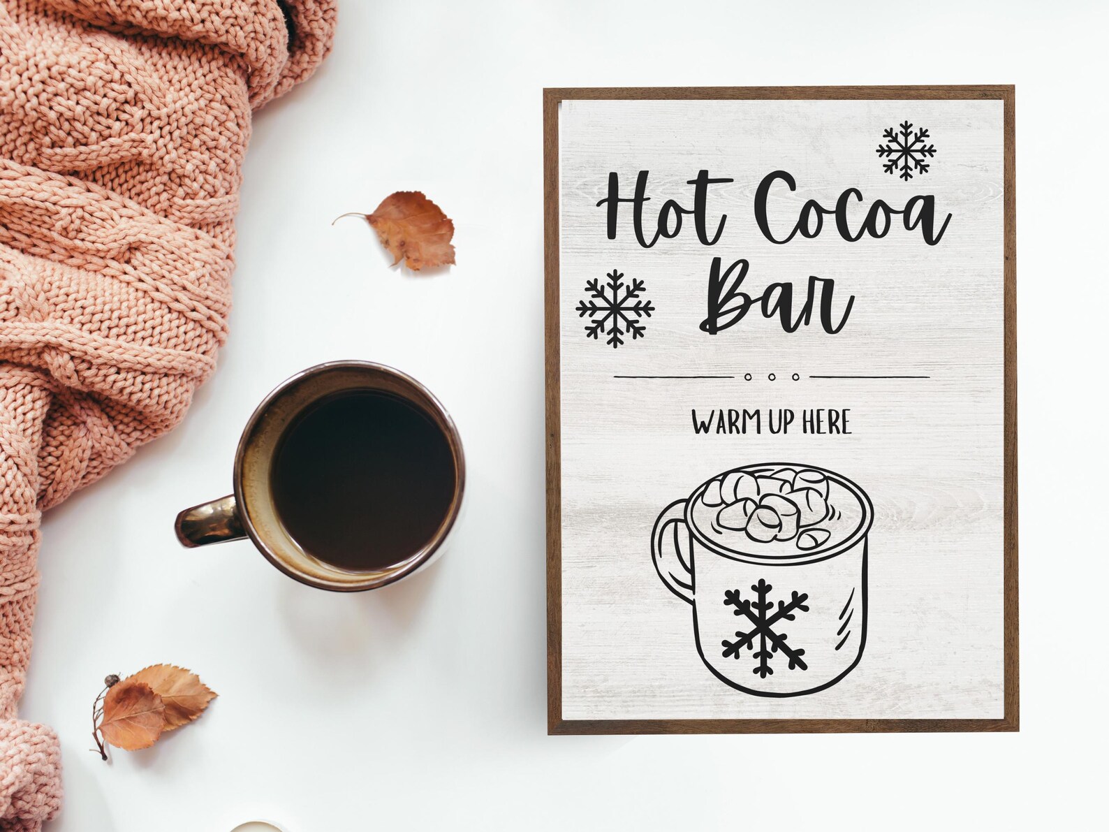 Hot Cocoa Bar Sign, Xmas Printable Art, Modern Christmas Art, Digital ...