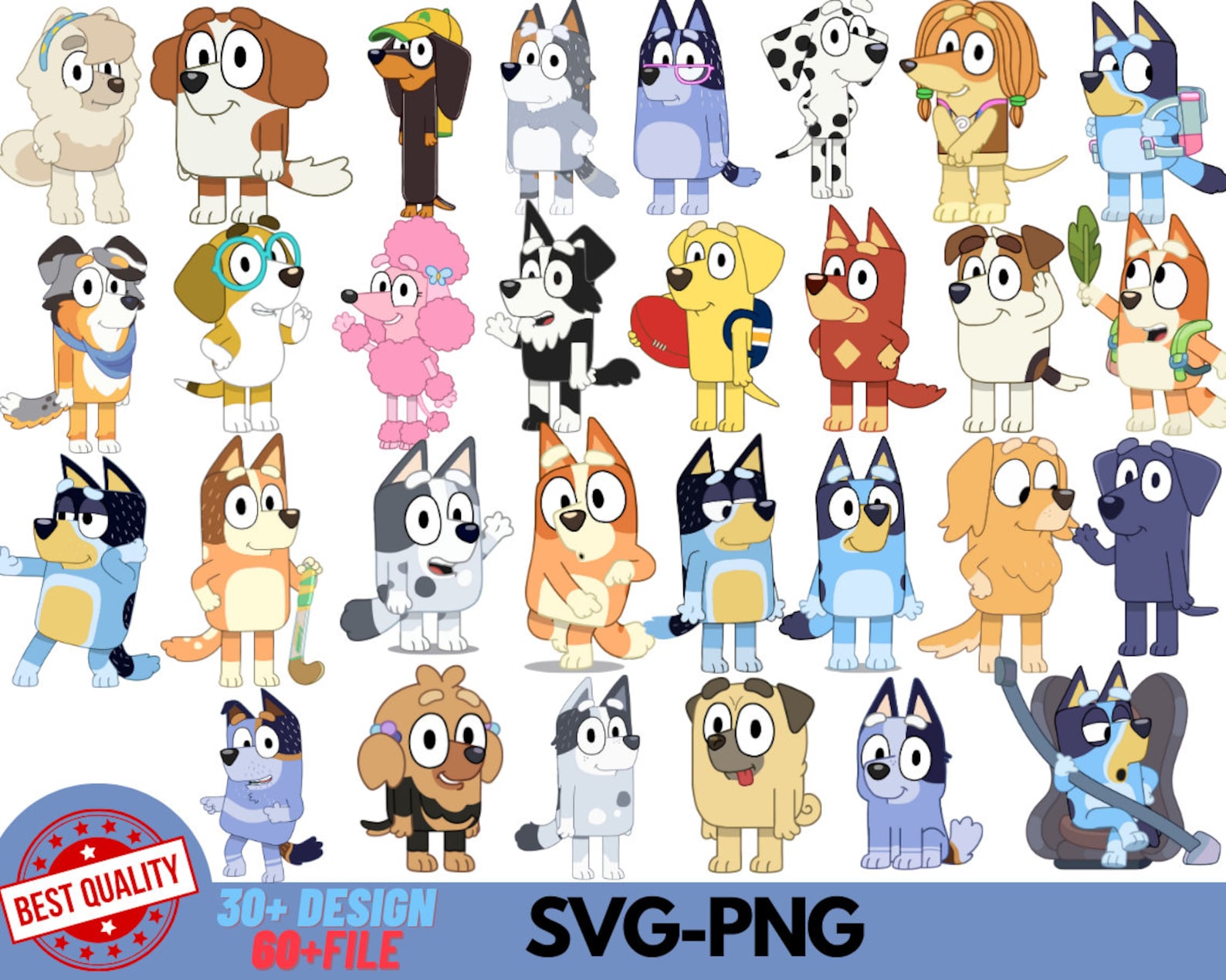 Bluey SVG Files Set Bundle DIY Crafts, Shirts, and More Bluey Family ...