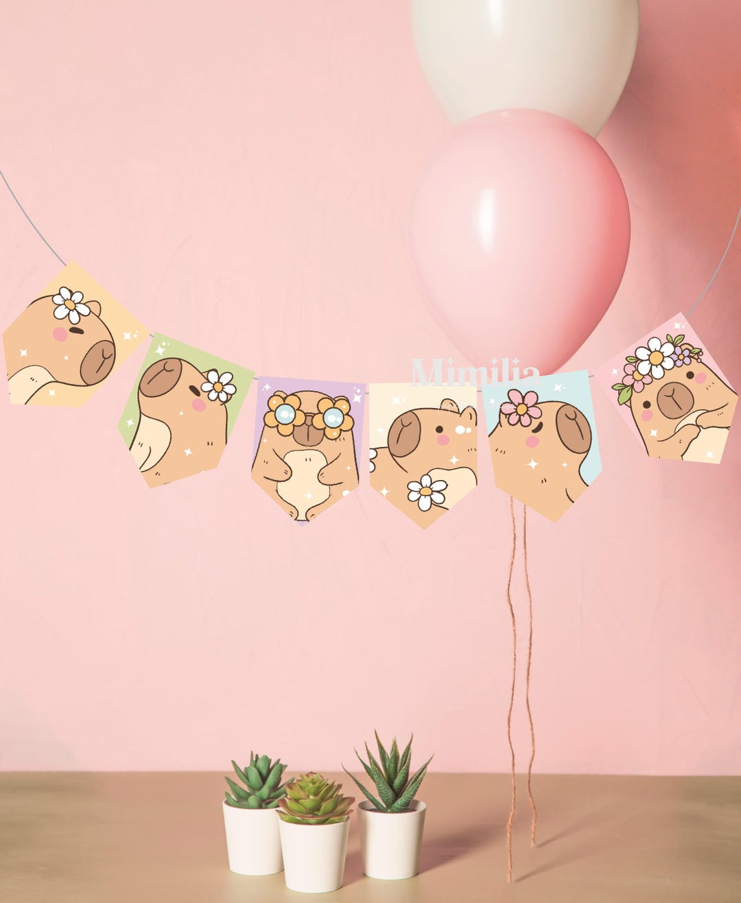 Capybara Pennant Digital PDF File Printable Capybara Birthday Banner ...
