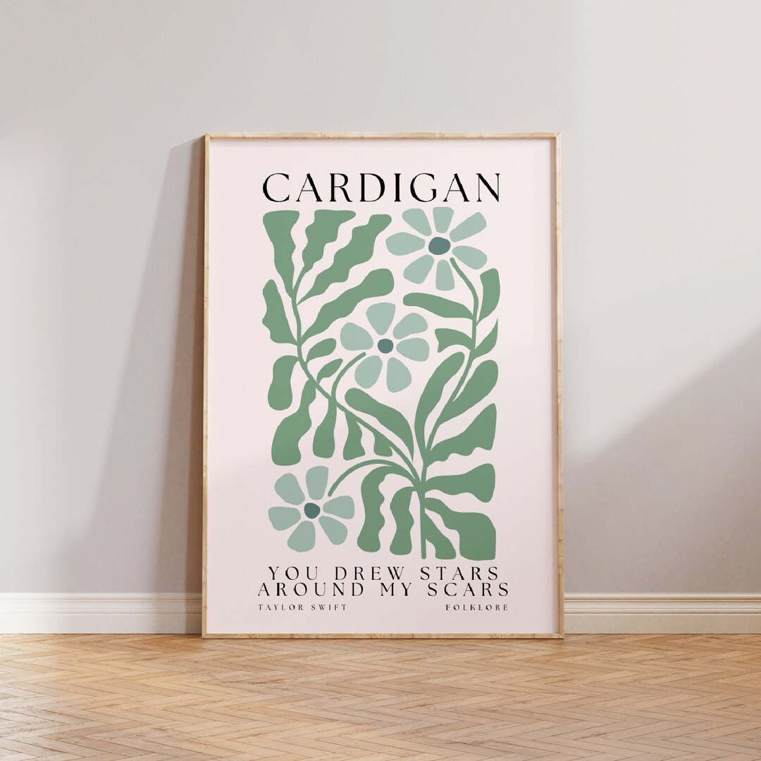 Cardigan Taylor Swift Digital Print Folklore Poster Sage Green Wall Art ...