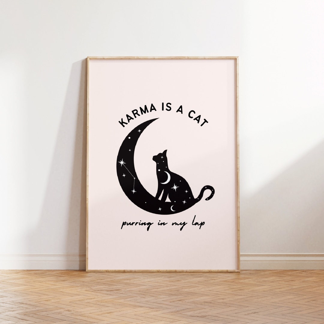 Karma is A Cat Print Taylor Swift Poster Midnights Wall Art Karma Lyric ...