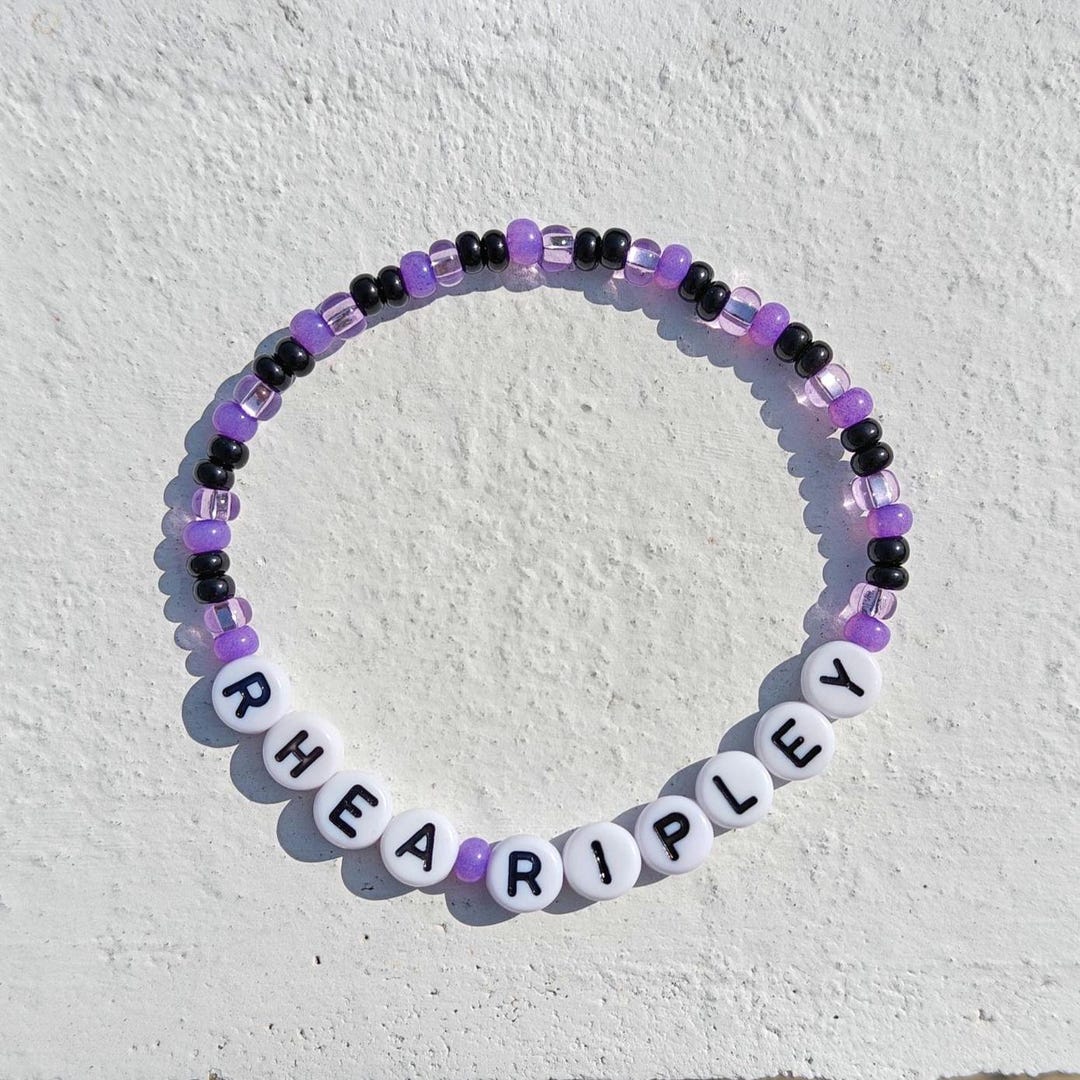 Rhea Ripley WWE Bracelet – Handmade Purple & Black Beaded Wrestling Fan ...