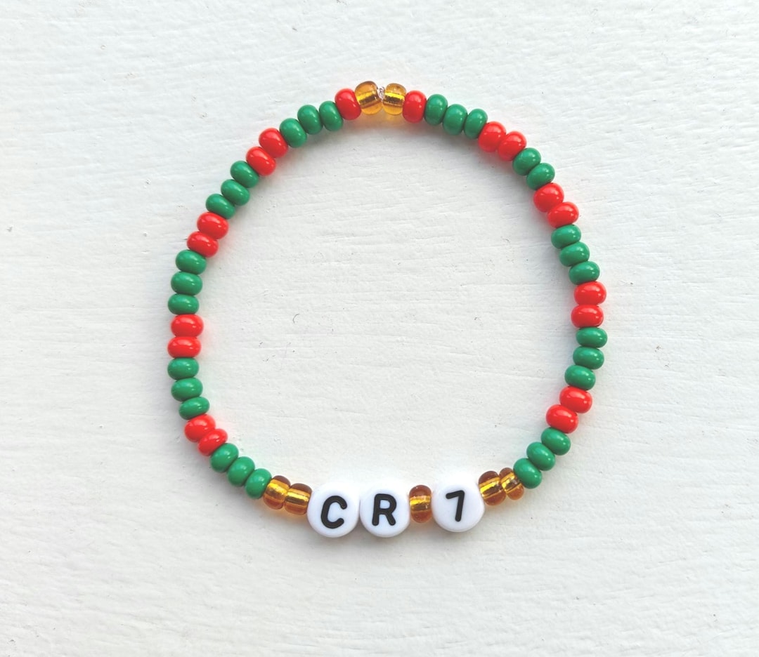 Cristiano Ronaldo Portugal CR 7 Bead Bracelet on Elastic String in Red ...