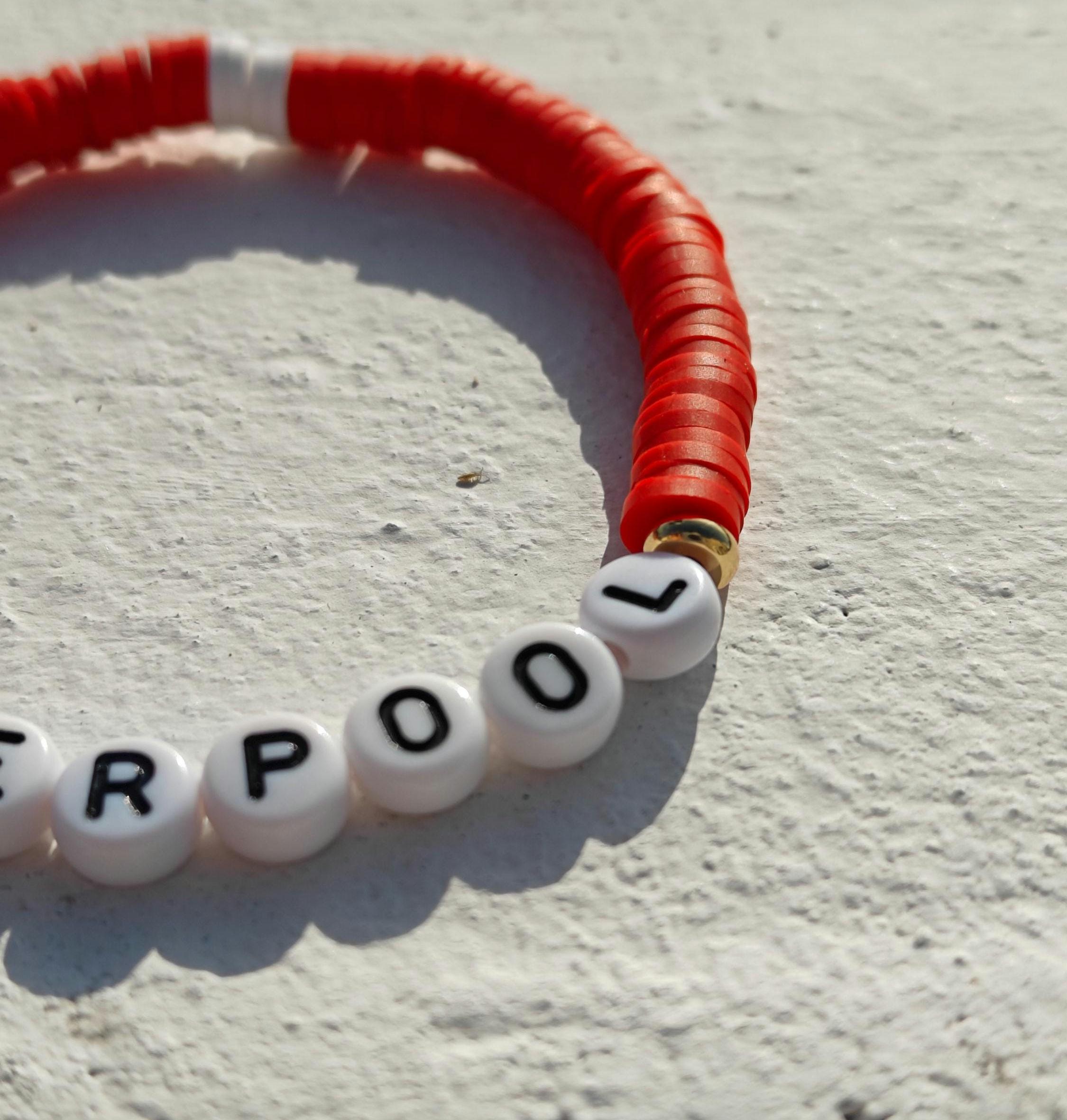 Liverpool Football Team Clay Bead Bracelet in Red and White With Gold ...