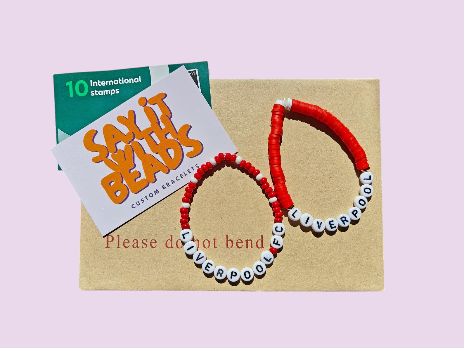 Liverpool Football Team Clay Bead Bracelet in Red and White With Gold ...