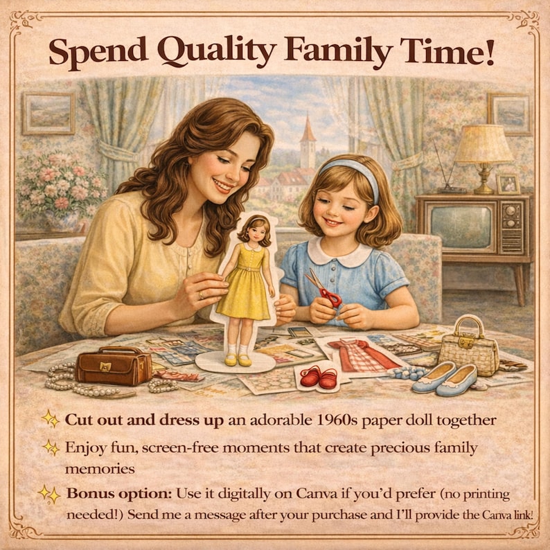 Printable 1960s Fashion Paper Doll, Retro Ephemera (digital Download ...