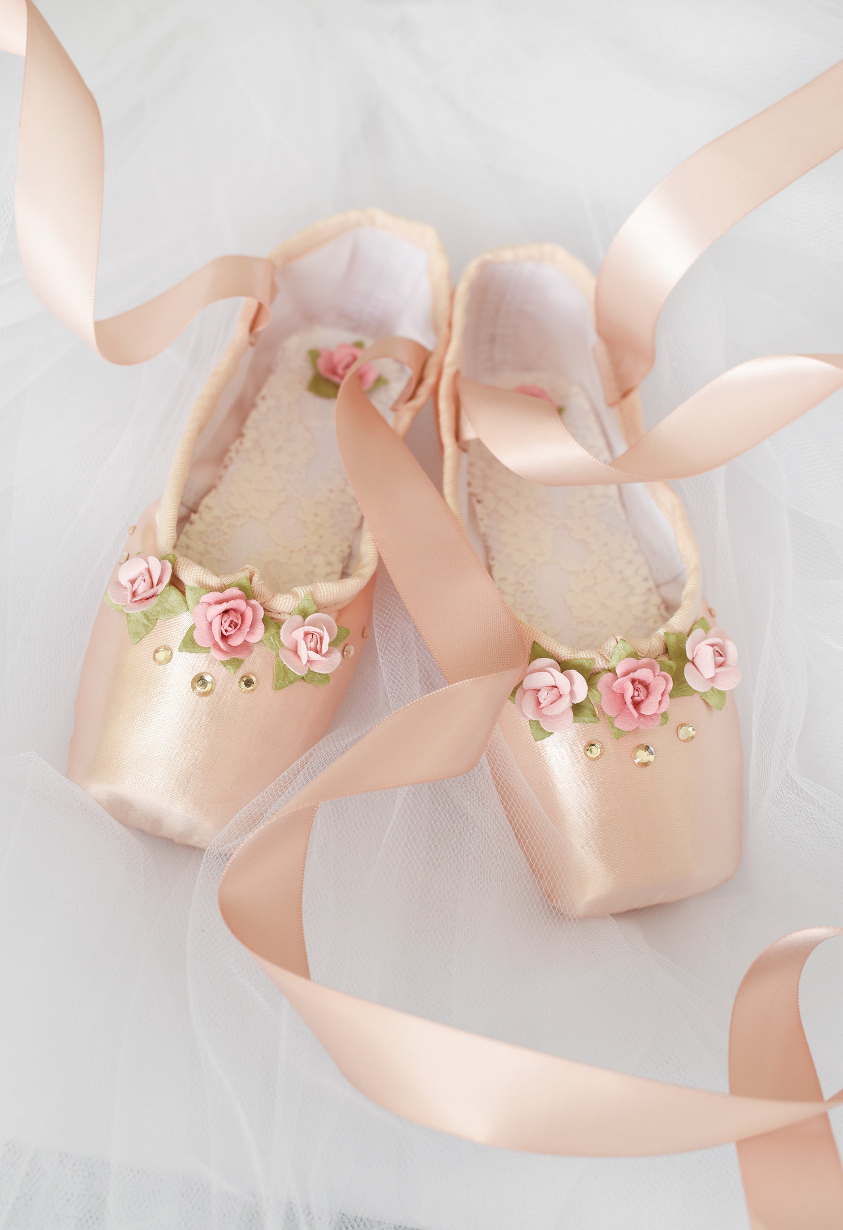 Pink Petals Pointe Shoes - Etsy