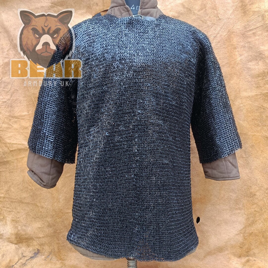 Medieval Chainmail Armor Flat Ring Dome Riveted Alternating Solid Flat ...