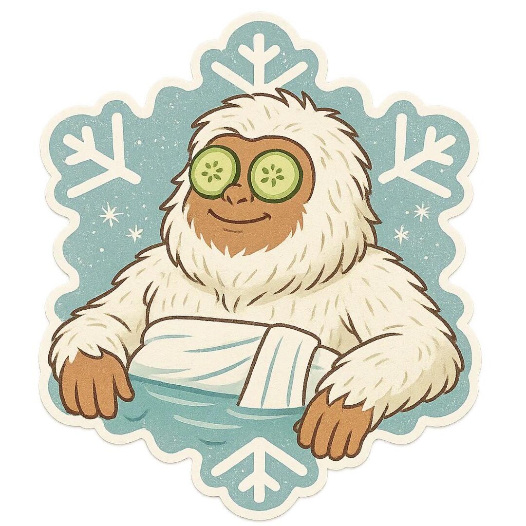 Yeti Sticker in the Spa With Cucumber Slices on the Eyes Funny Comic ...